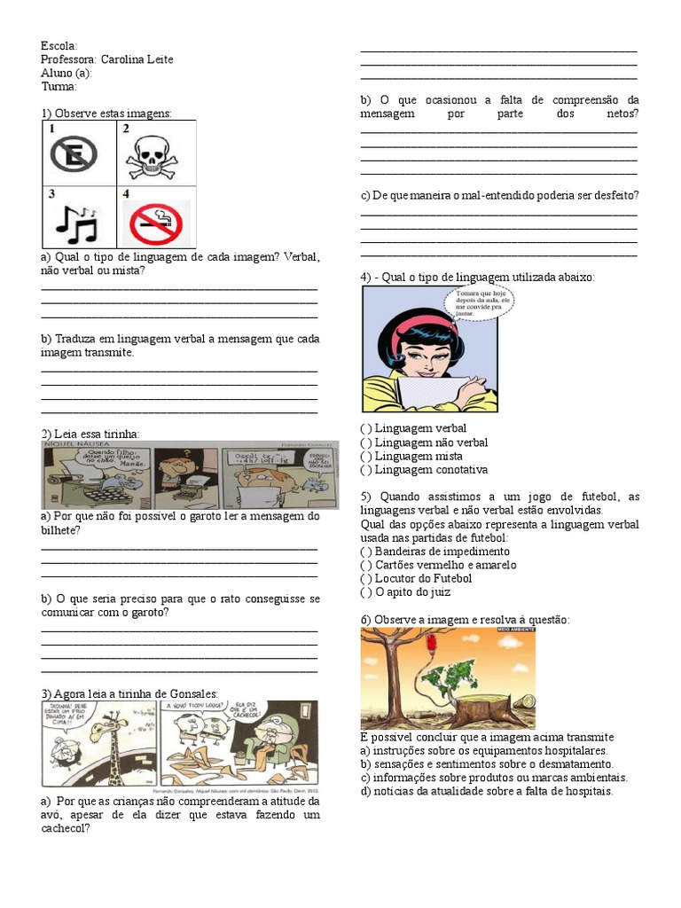 Atividade Tipos de Linguagem | PDF | Ciência cognitiva