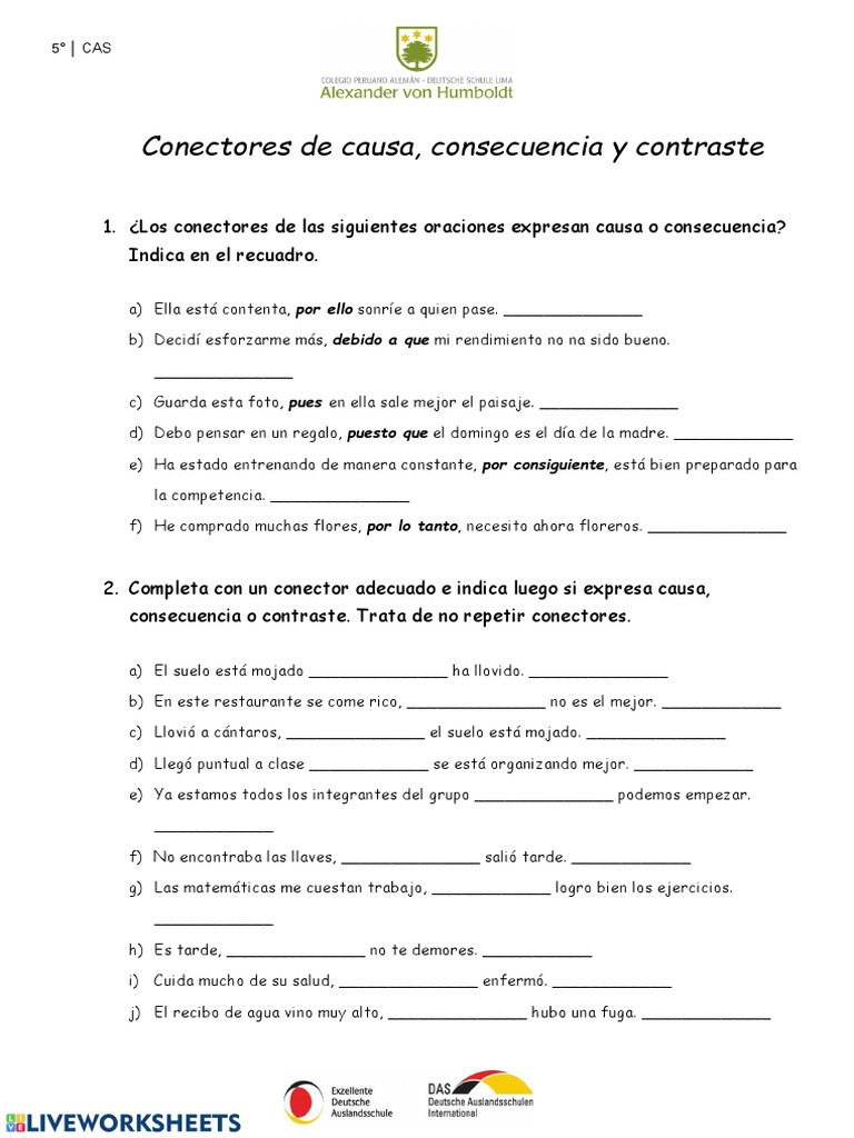 Guia Conectores Causales y Consecutivos | PDF