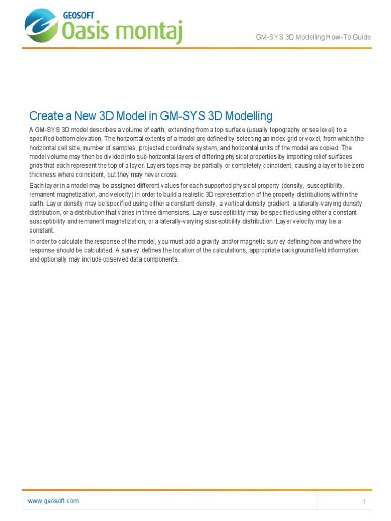Create A New 3D Model in GM-SYS 3D Modelling | PDF | Voxel | 3 D Modeling