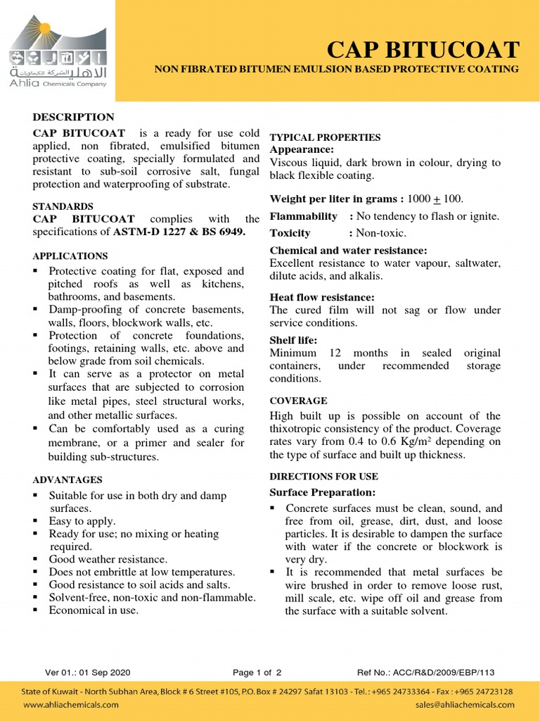 Cap Bitucoat | PDF | Materials | Chemical Substances