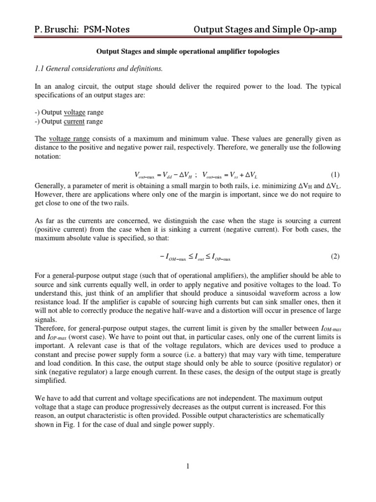 Output Stages & Op-amp Basics | PDF | Amplifier | Operational Amplifier