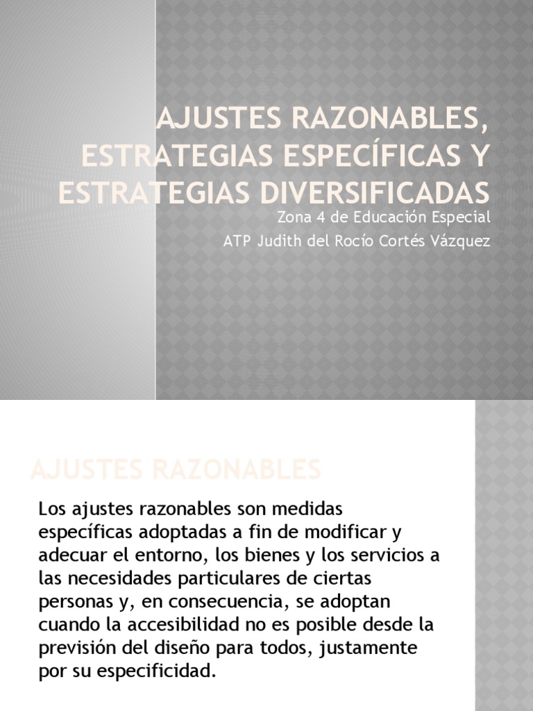 Ajustes Razonables, Estrategias Específicas y Estrategias ...
