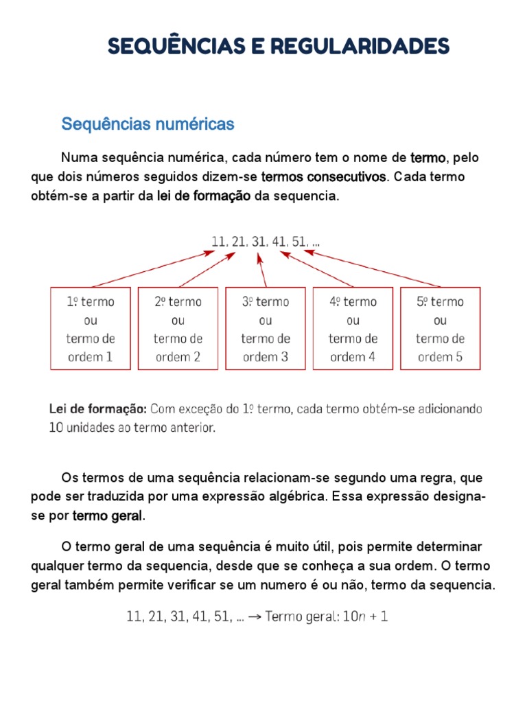 Regularidades em Sequências Numéricas | PDF | Métodos e Materiais de Ensino