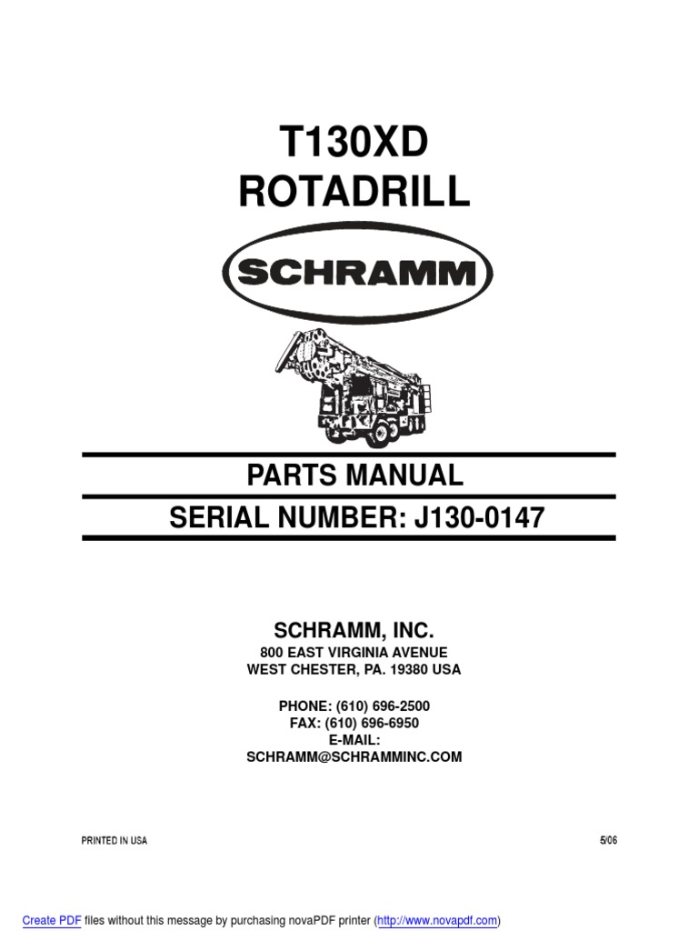 Schramm T130XD Parts Manual | PDF | Pump | Horsepower