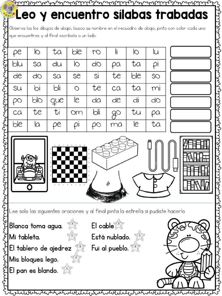 Cuadernillo de Lectoescritura: Sílabas Trabadas | PDF