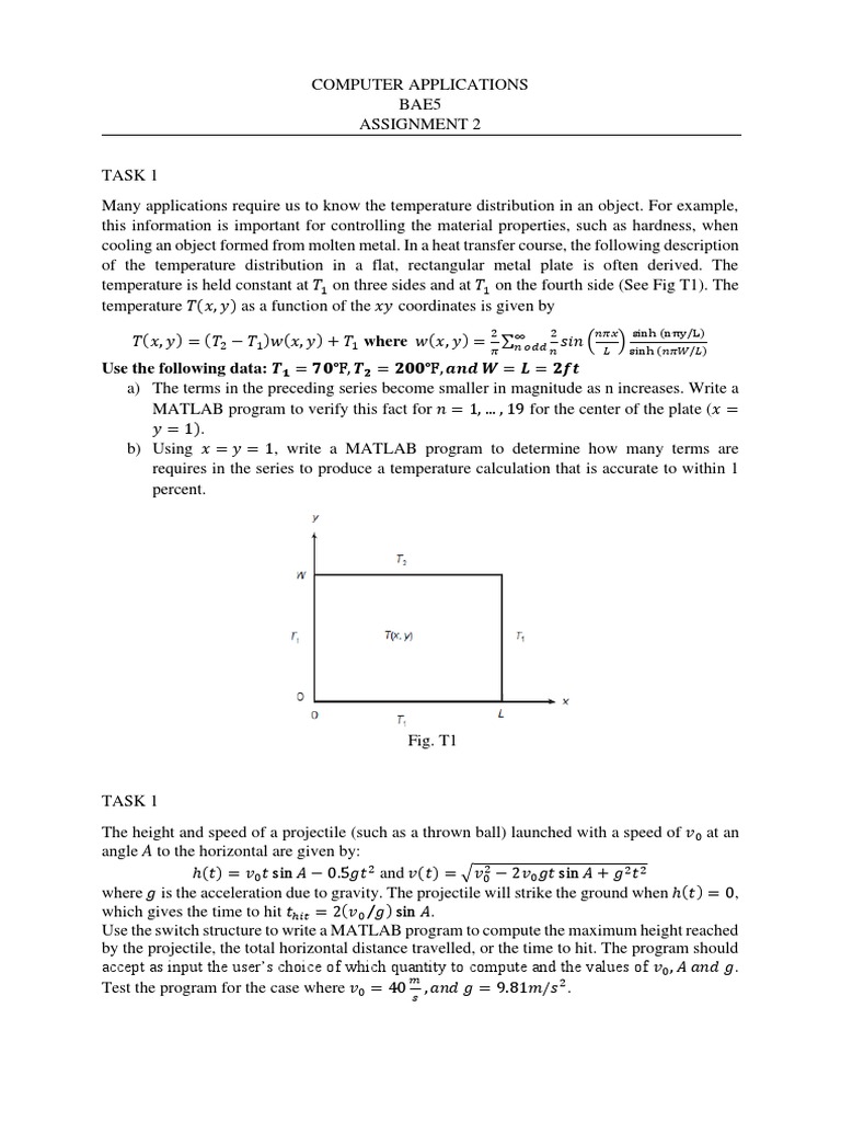 BAE5 - Tutorial 2 - 2023-1 | PDF | Matlab | Temperature