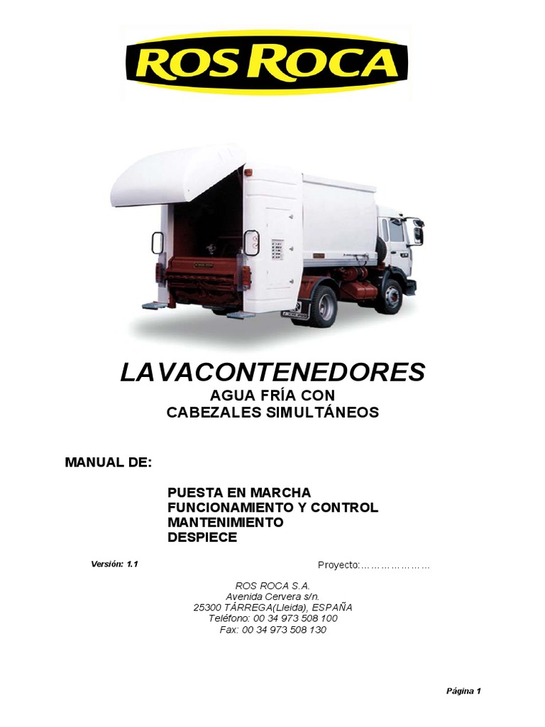 Manual Equipo Lavacontenedores LC Ros Roca | PDF | Bomba | Agua