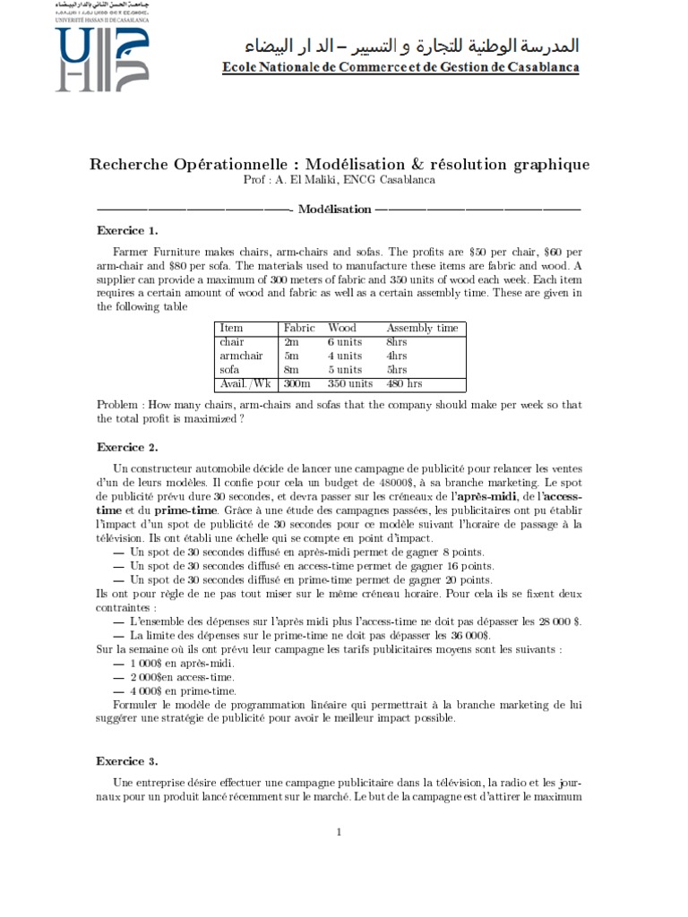 Modélisation de Problèmes d'Optimisation | PDF | Publicité ...