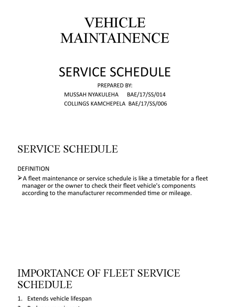 Service Schedule | Download Free PDF | Vehicles | Truck