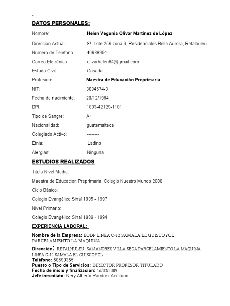 Hoja de Vida Helen CV 2023 | PDF