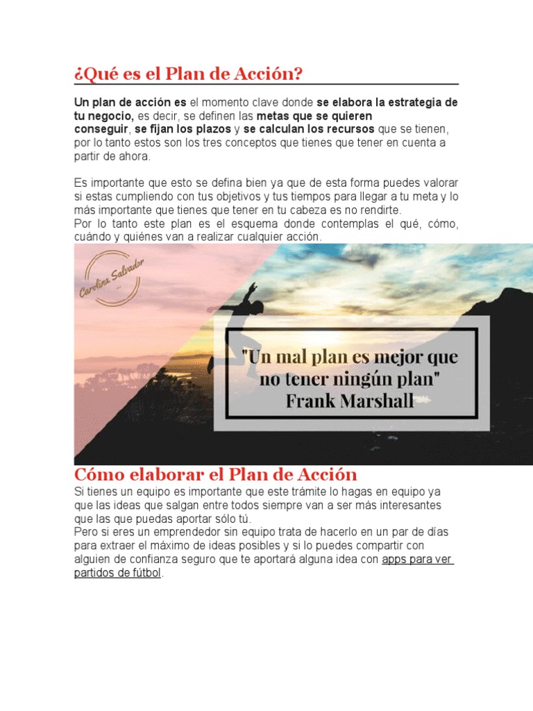 Qué Es El Plan de Acción | PDF | Negocios | Relaciones personales ...