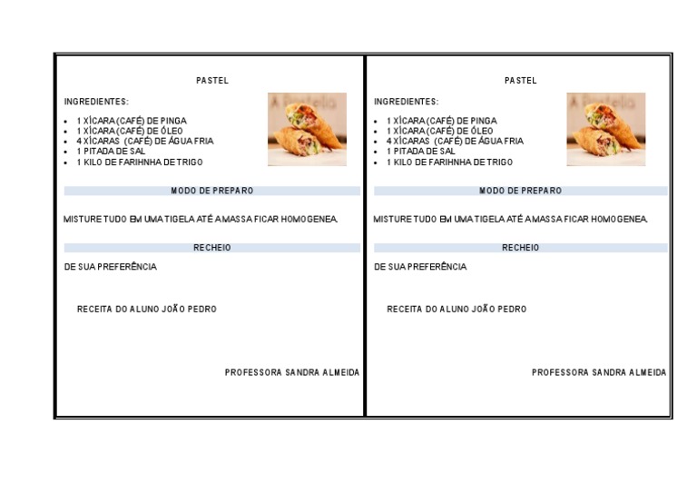 Receita de Pastel | PDF