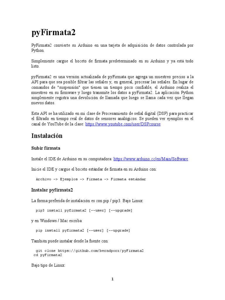 Py Firmata 2 | PDF | Arduino | Muestreo (procesamiento de señal)