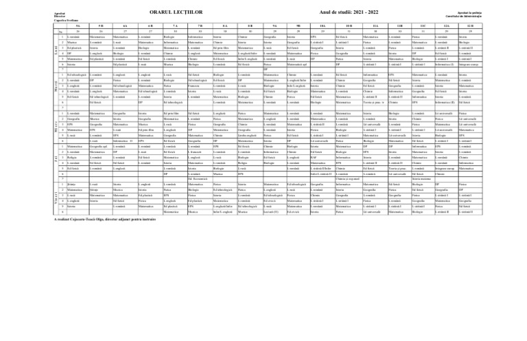 Orar Elevi 2021 | PDF