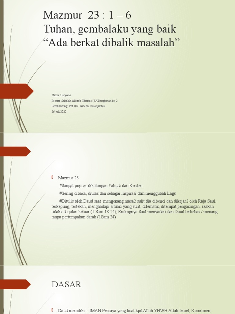 Mazmur 23 - 1673246004 | PDF