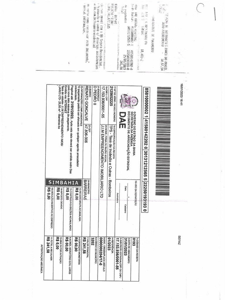 Comprovante Dae | PDF