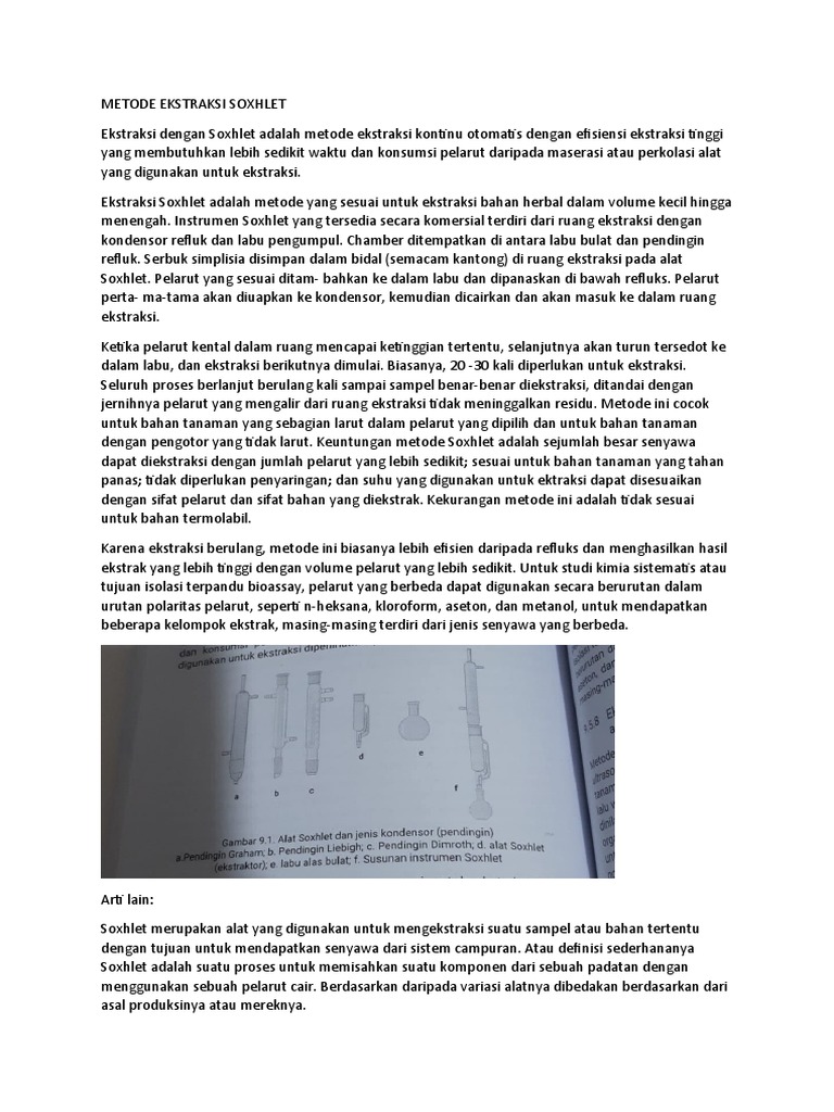 Metode Ekstraksi Soxhlet | PDF Metode Ekstraksi Soxhlet | PDF