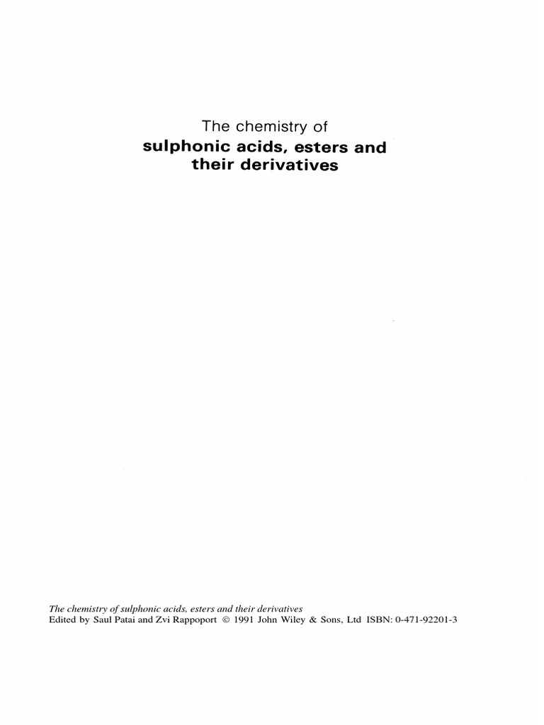 Chemistry of Sulphonic Acids and Esters | PDF | Ester | Molecules