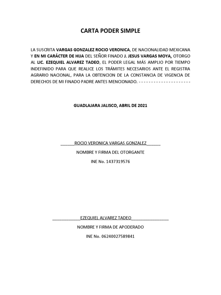 Carta Poder Simple | PDF