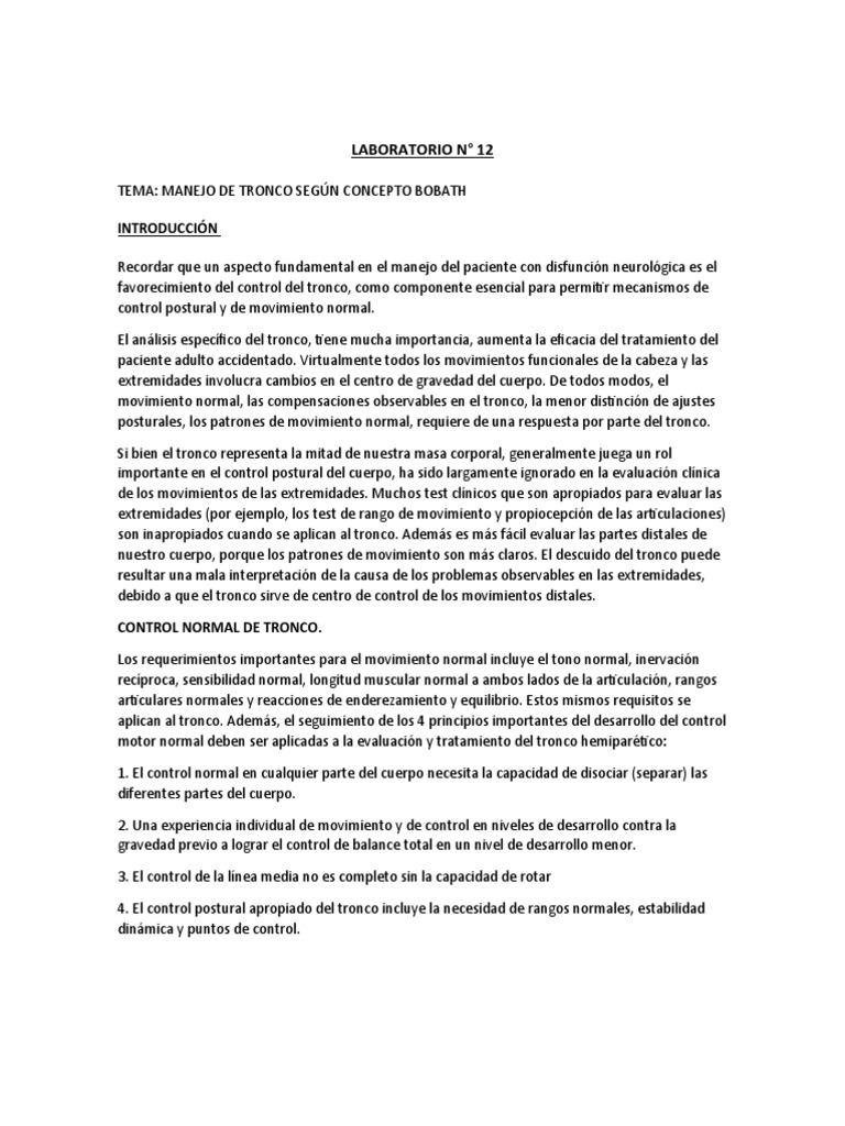 Lab 12 - 13 Manejo de Tronco NDT | PDF | Medicina CLINICA