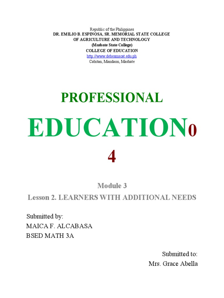 Prof Ed4 (Module 3, Lesson2) | PDF | Learning Disability | Learning