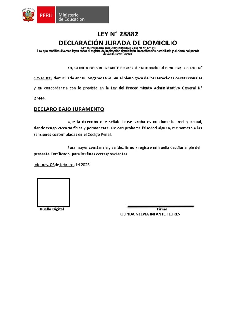 Declaracion Jurada Domiciliaria | PDF