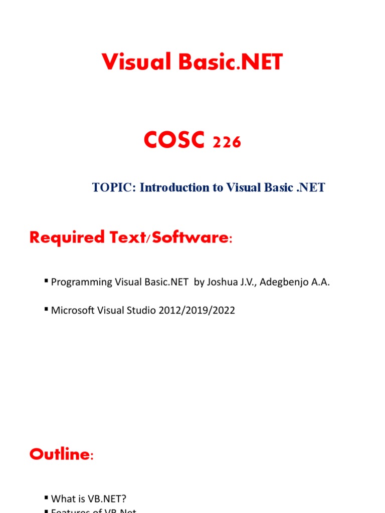Introduction To VB - Net 2 | PDF | Programming | Computer Program Introduction To VB - Net 2 | PDF | Programming | Computer Program