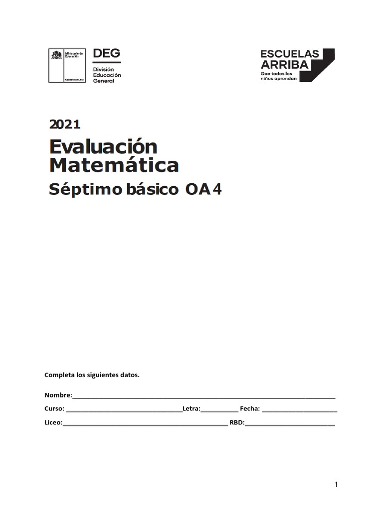 Evaluación 7° OA4 Estudiante | PDF