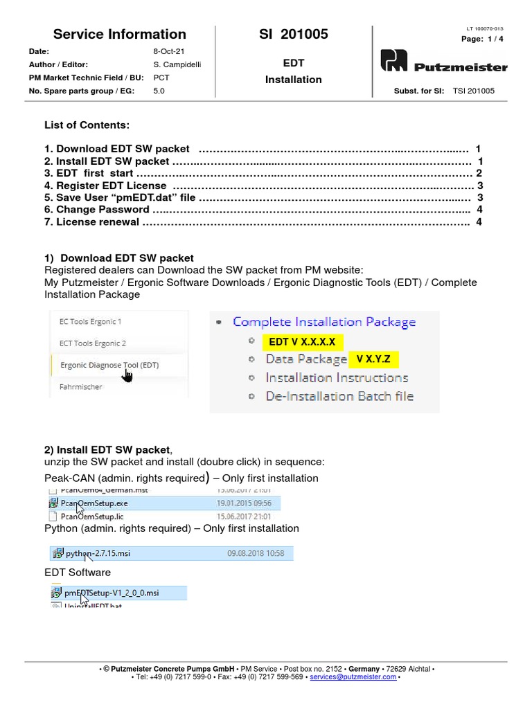 Service Information SI 201005: 8-Oct-21 S. Campidelli PCT 5.0 TSI 201005 | PDF | Computing ...