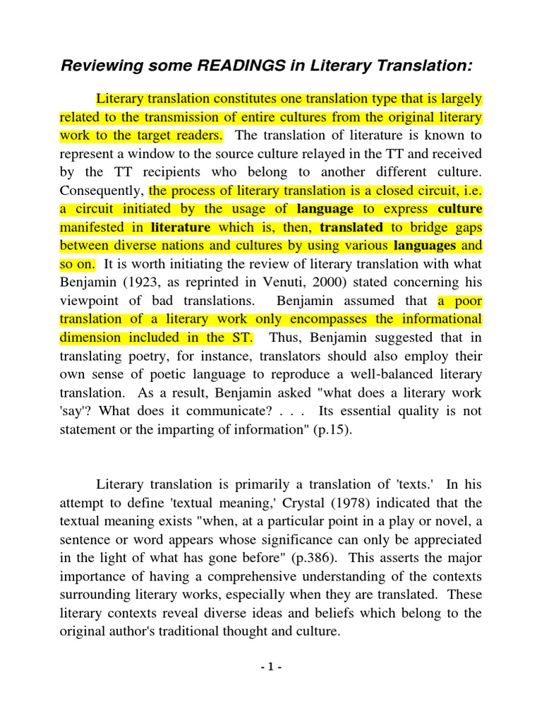 Literary Translation | PDF | Translations | Cognition