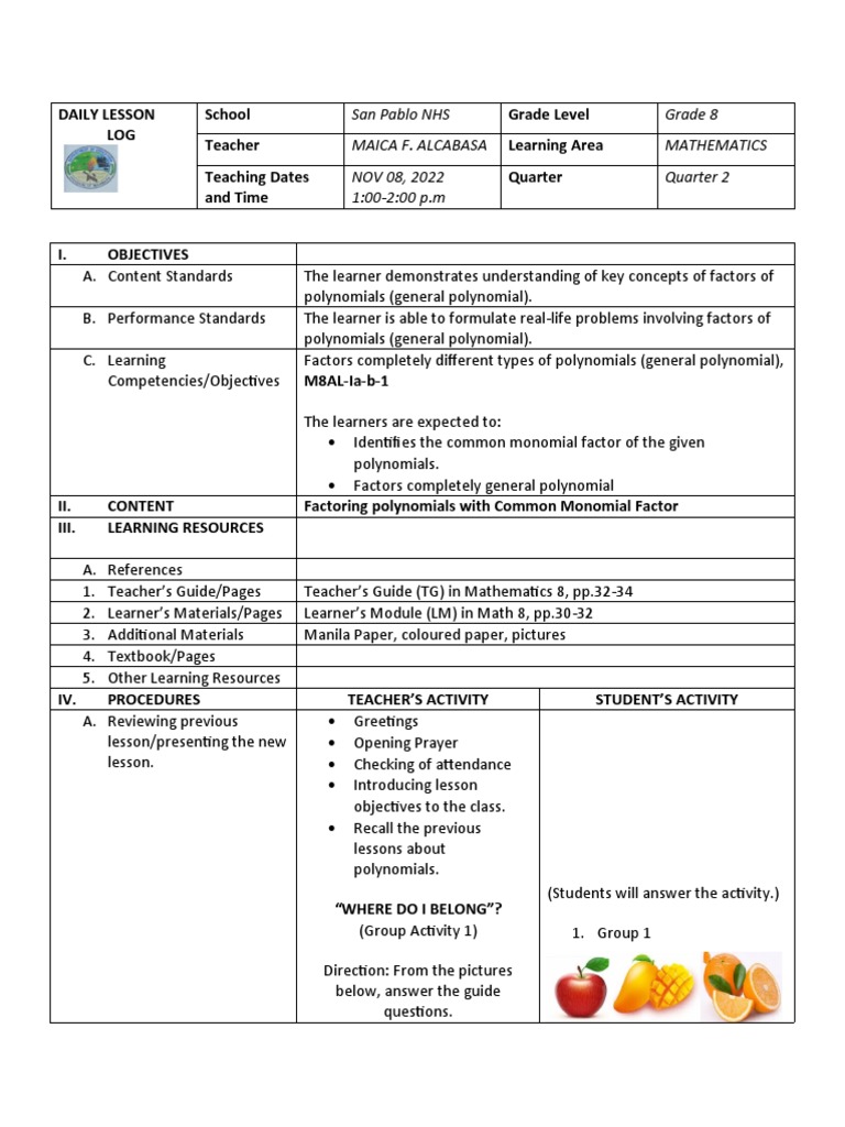 DLP (Math-8) | PDF | Factorization | Learning