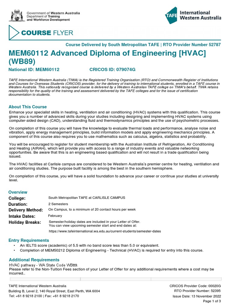 Advanced Diploma of Engineering HVAC Course | PDF | Engineering | Computer Aided Design