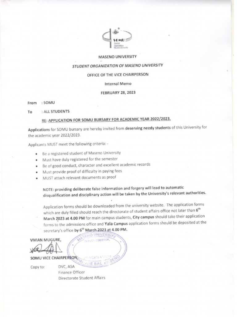 Somu Bursary 2023 PDF | PDF