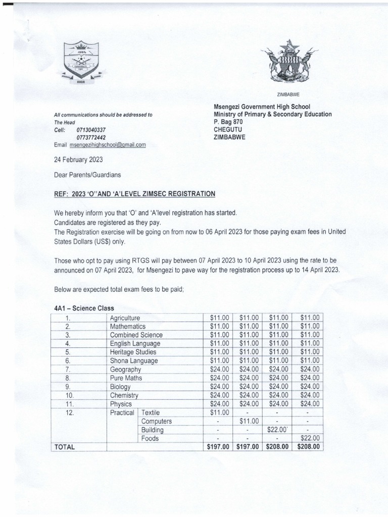 Examination Fees 4a1 | PDF | Educational Stages