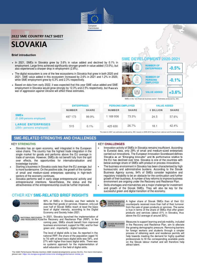Slovakia - SME Fact Sheet 2022 | PDF | Small And Medium Sized ...