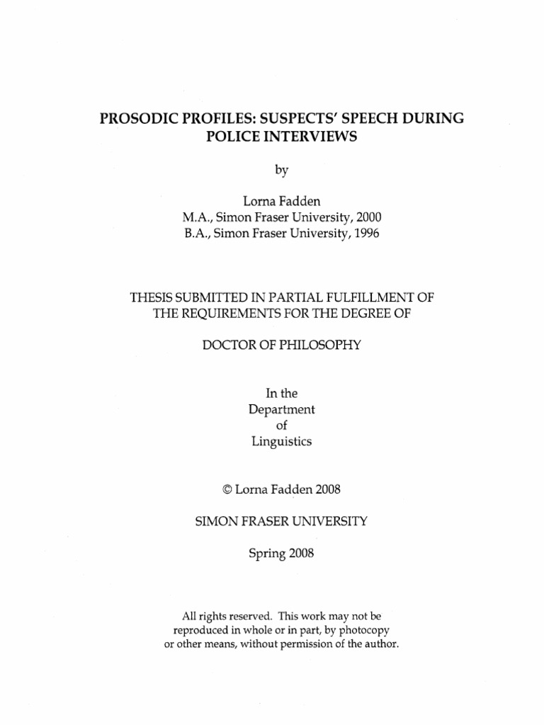 Prosodic Profiles: Suspects' Speech During Police Interviews | PDF