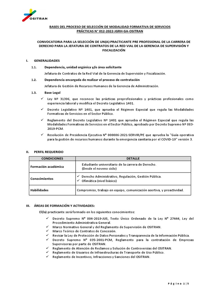 Ositran 012 | PDF | Gestión de recursos humanos | Regulación