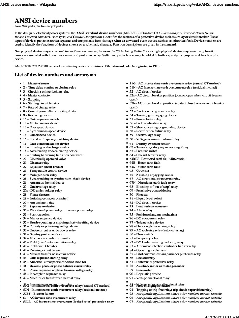 PDF Ansi Device Numbers - Compress | PDF | Relay | Switch PDF Ansi Device Numbers - Compress | PDF | Relay | Switch