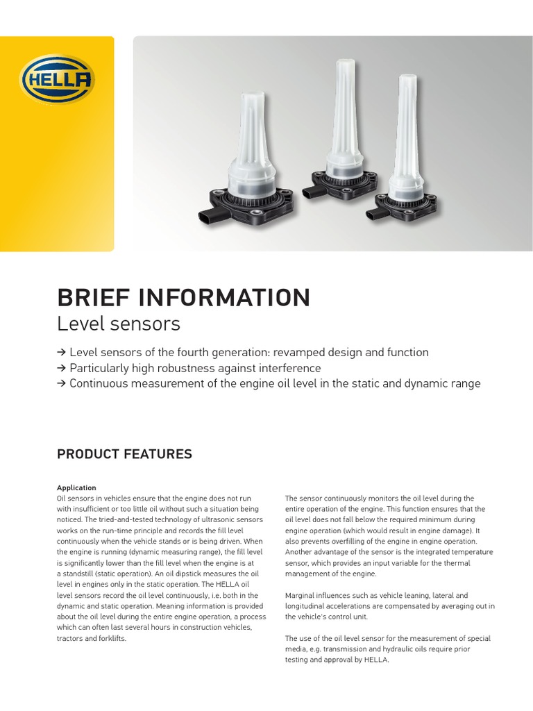 1695 Ki Level Sensors Hella en | PDF | Sensor | Electronics