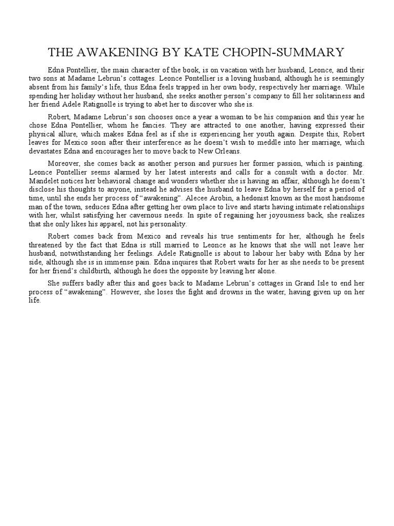 The Awakening-Kate Chopin-Summary | PDF