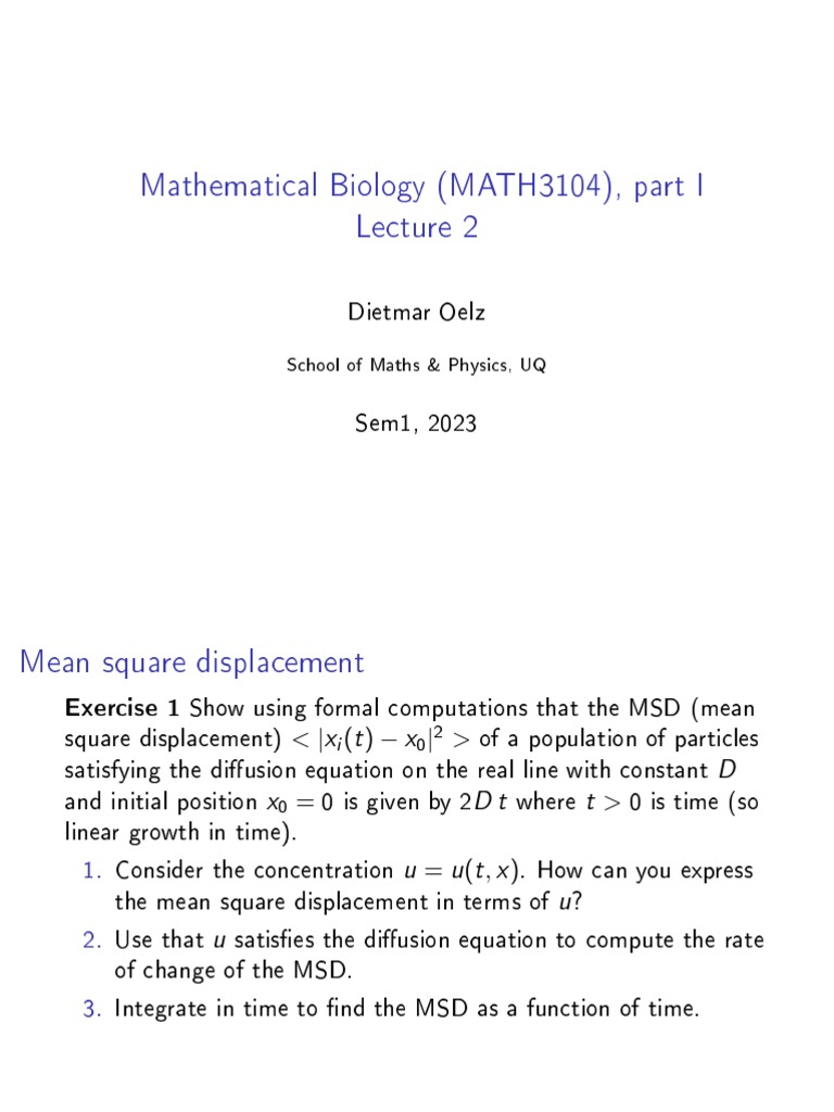 Math3104 Part1 2023 Lecture2 Slides | PDF | Logistic Function | Applied And Interdisciplinary ...