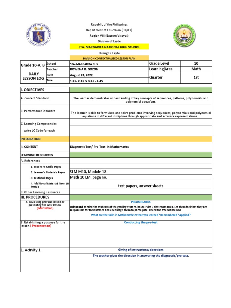 Math 10 LP 2022 2023 | PDF | Mathematics | Learning