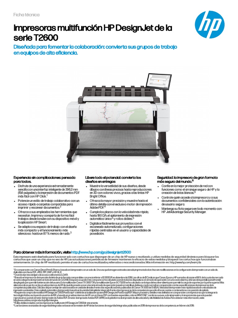 Impresoras Multifunción HP Designjet de La Serie T2600 | PDF ...