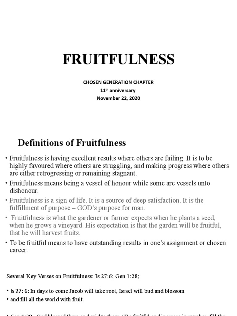 Understanding Fruitfulness in Life | PDF | Book Of Genesis | Prayer