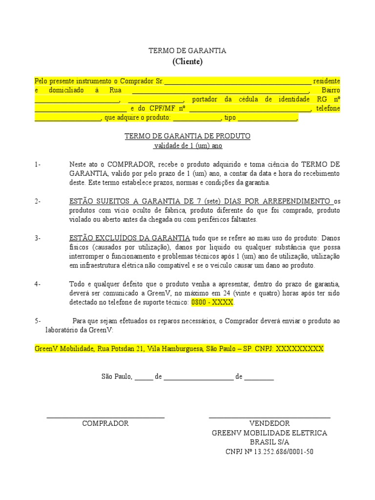 Termo de Garantia | PDF Termo de Garantia | PDF