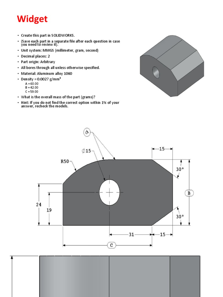 SOLIDWORKS Aluminum Widget Guide | PDF | Computers | Technology & Engineering