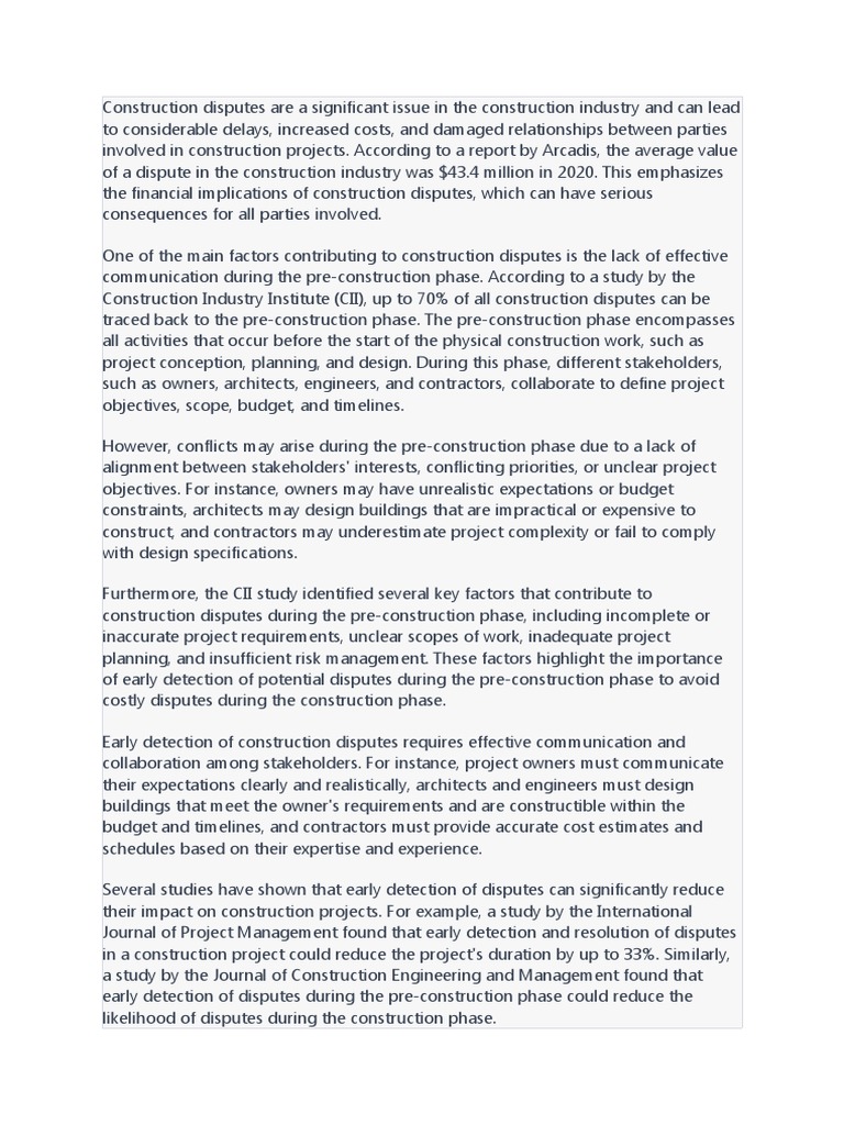 Construction Disputes Are A Significant Issue in The Construction ...