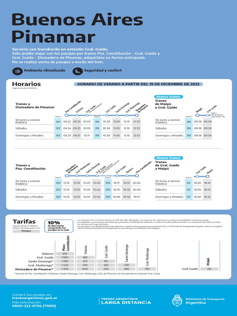 Horario y Tarifario LD Pinamar 19 12 2022 Tar 01 2023 Vs 01 1080 X 1920 | PDF