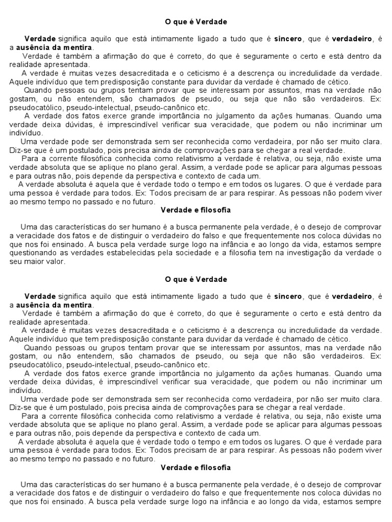 O Que É Verdade | PDF | Verdade | Ceticismo