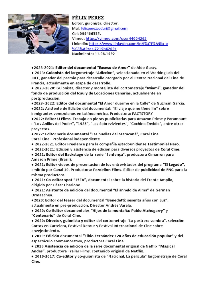 Cv Félix Pérez 2023 | PDF